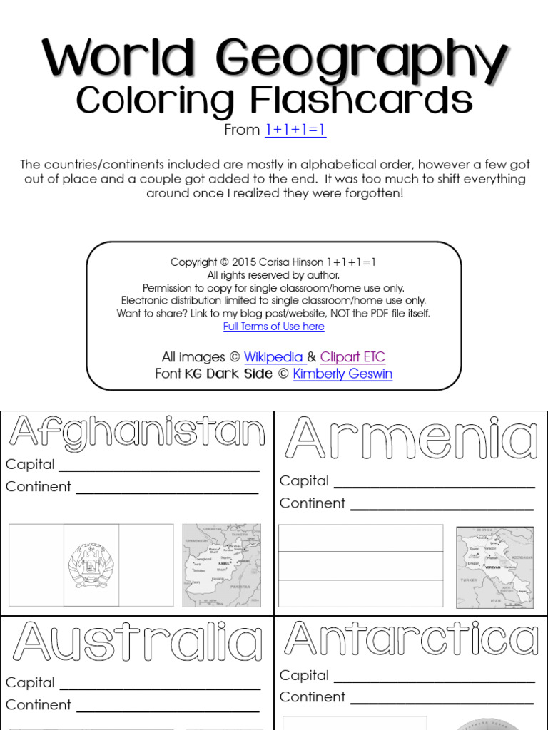 World Geography Coloring Flashcards | PDF | Publishing | Graphic Design