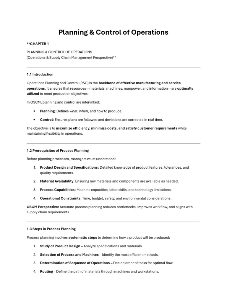 Operations Planning & Control Overview | PDF | Forecasting | Inventory