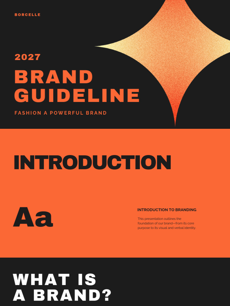 Orange and Black Geometric Brand Guideline Presentation | PDF | Brand ...