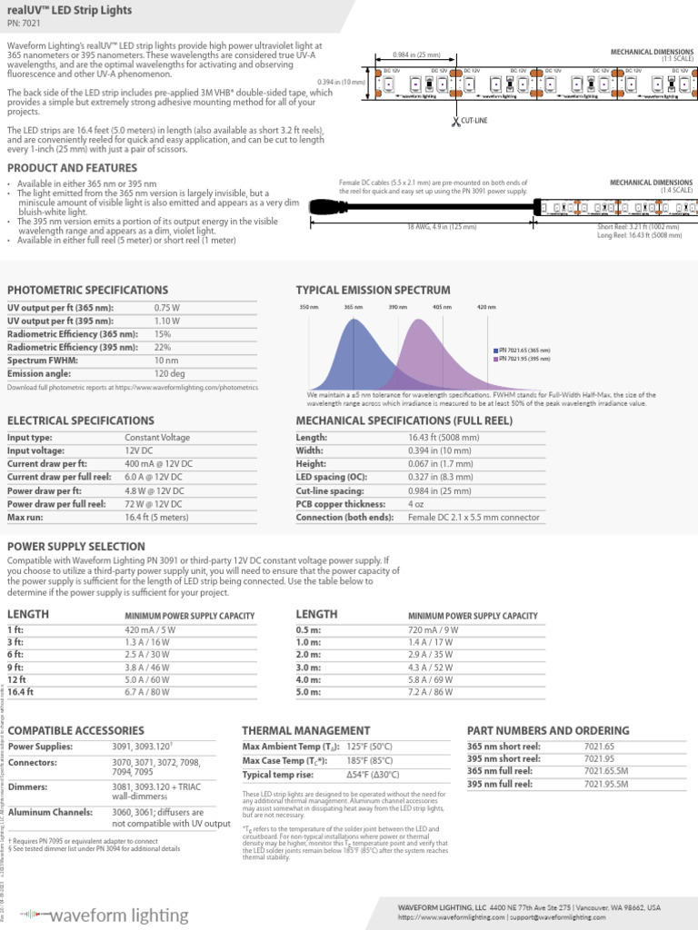 realUV_LED_Strip_Lights_Specification_Sheet | PDF | Power Supply ...