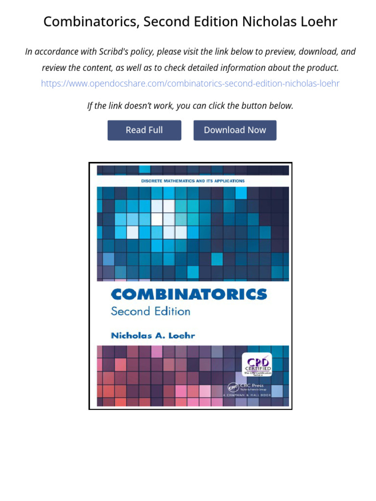 Combinatorics, Second Edition Nicholas Loehr | PDF | Combinatorics ...