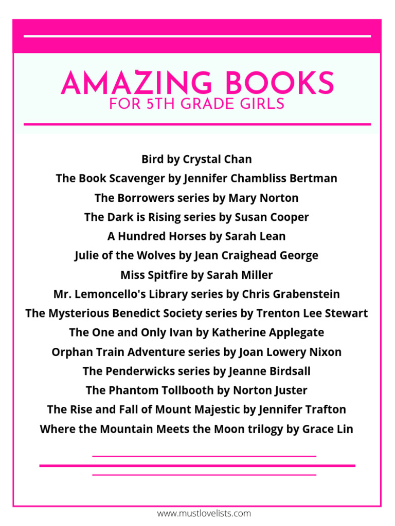 Amazing Books for 5th Grade Girls | PDF