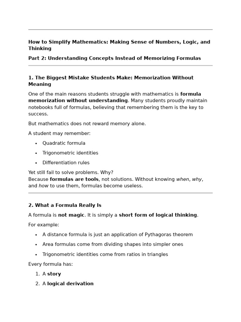 Mastering Math: Understanding Over Memorization | PDF | Algebra ...