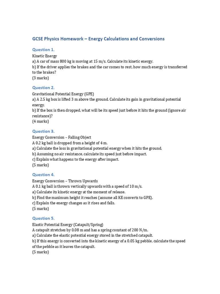 GCSE Physics: Energy Calculations Guide | PDF | Potential Energy | Heat
