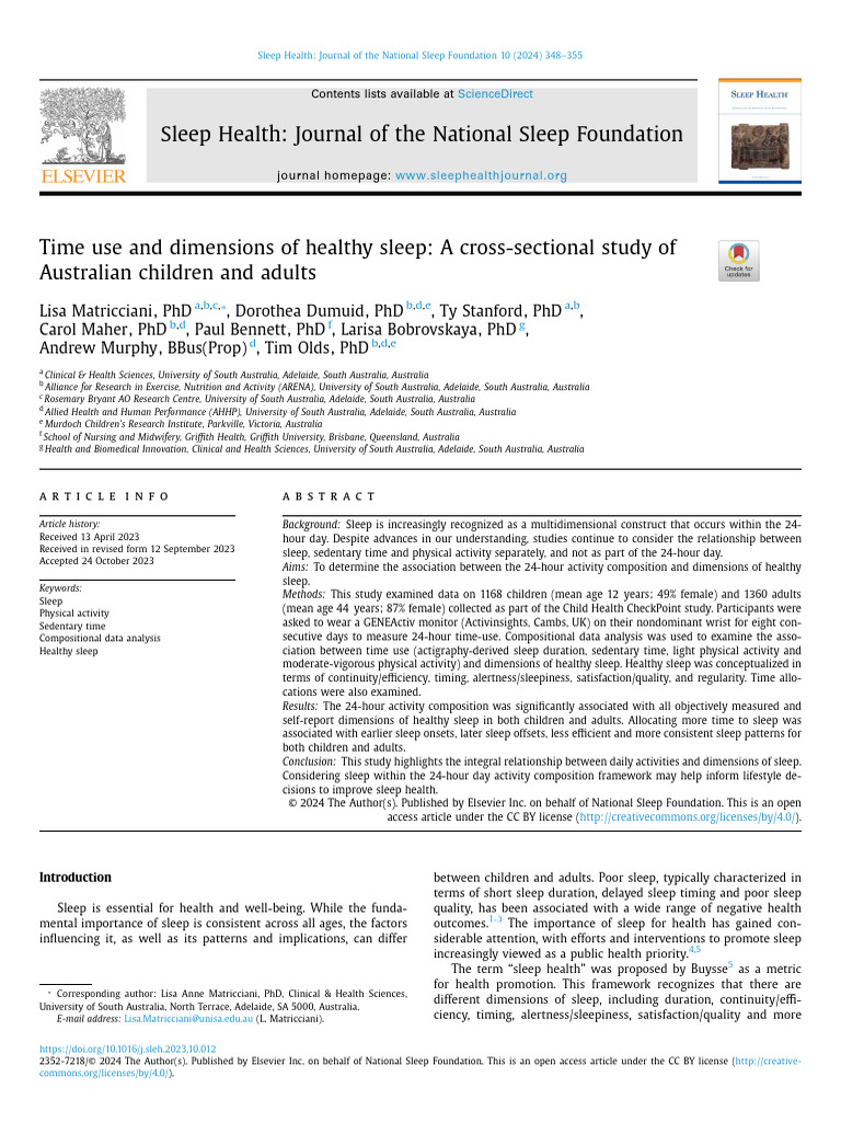 Healthy Sleep and Daily Activity Study | PDF | Sleep | Puberty