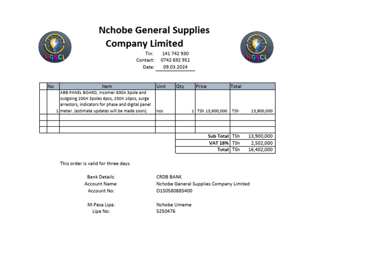 09.03.2024 ABB Panel Board | PDF
