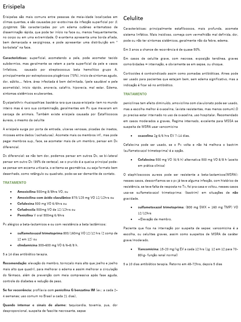 Erisipela e Celulite | PDF | Doenças e distúrbios humanos | Imunologia