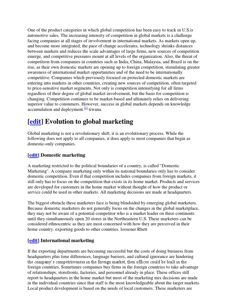 Global Marketing Evolution | PDF | Finance & Money Management