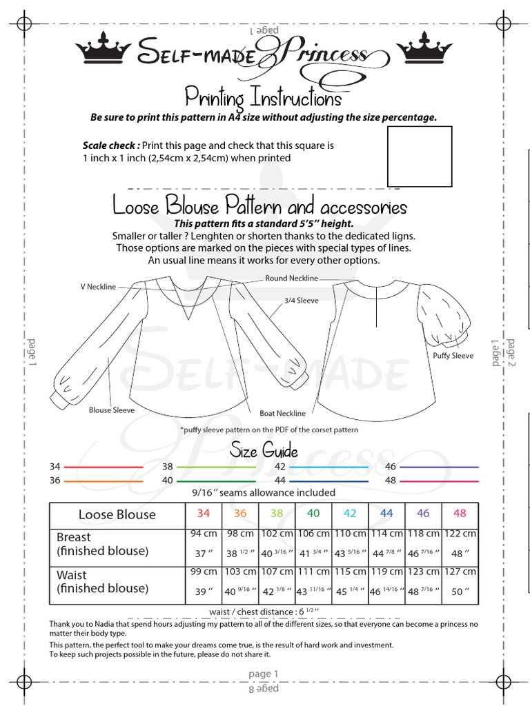 En Self Made Princess Blouse Pattern Accessories | PDF | Blouse | Clothing