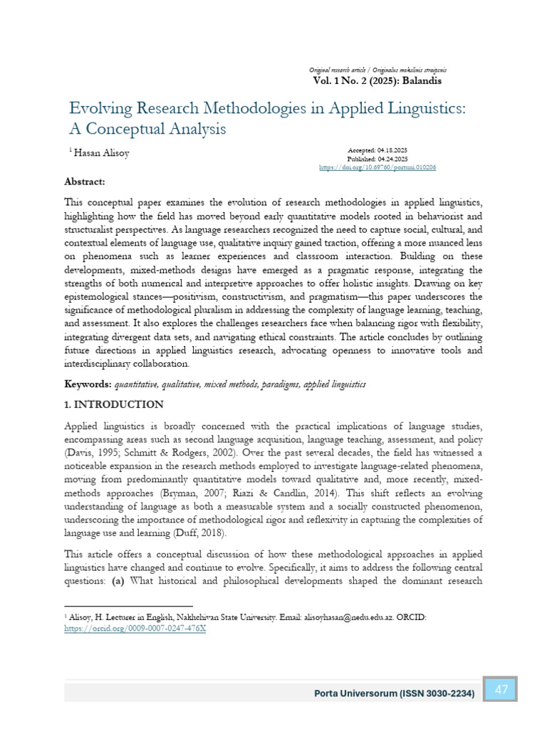 Evolving+Research+Methodologies+in+Applied+Linguistics +a+Conceptual+Analysis | PDF ...