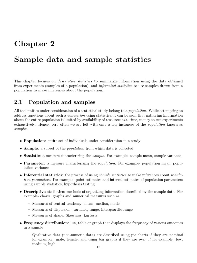 Chapter 2. Sample Statistics | PDF | Quartile | Statistics