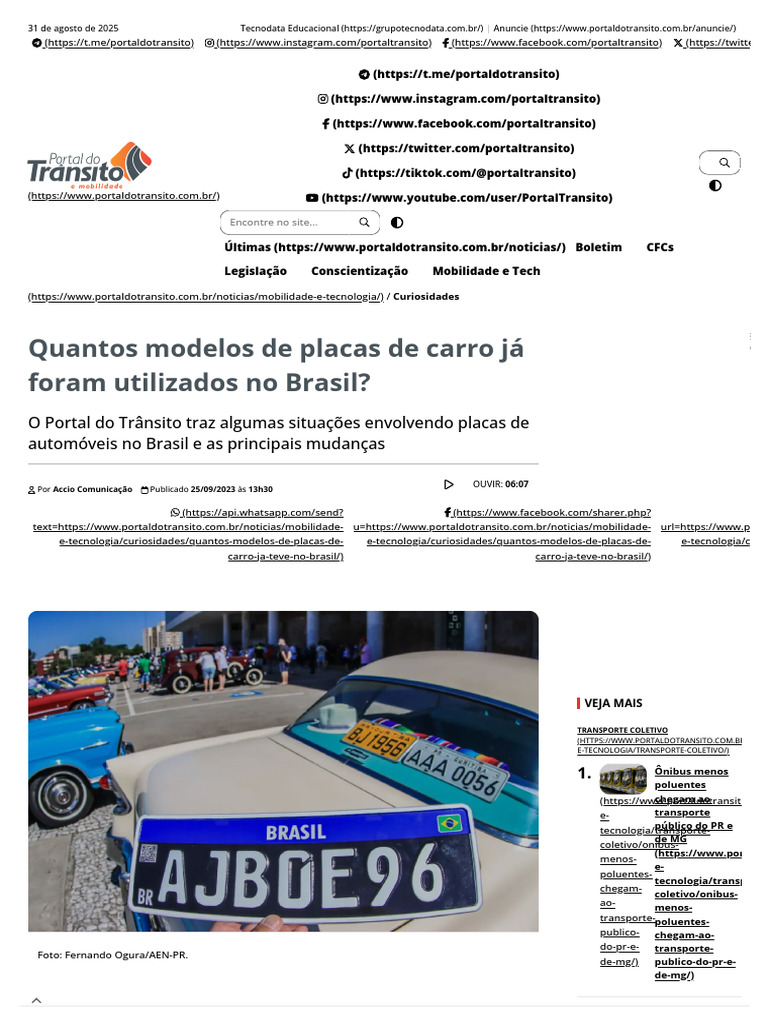 Modelos de Placas de Carro no Brasil | PDF | Placa de registro de ...