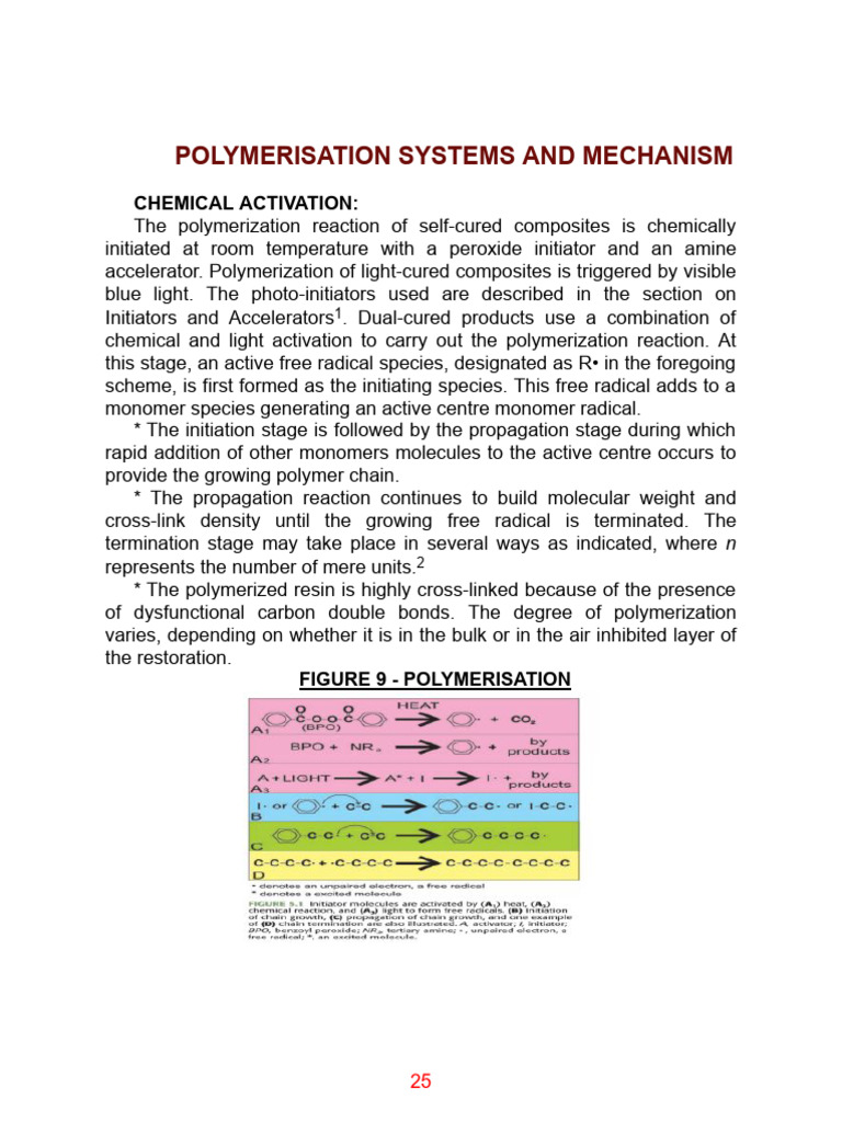 Polymerization Mechanisms in Dental Composites | PDF | Polymerization ...