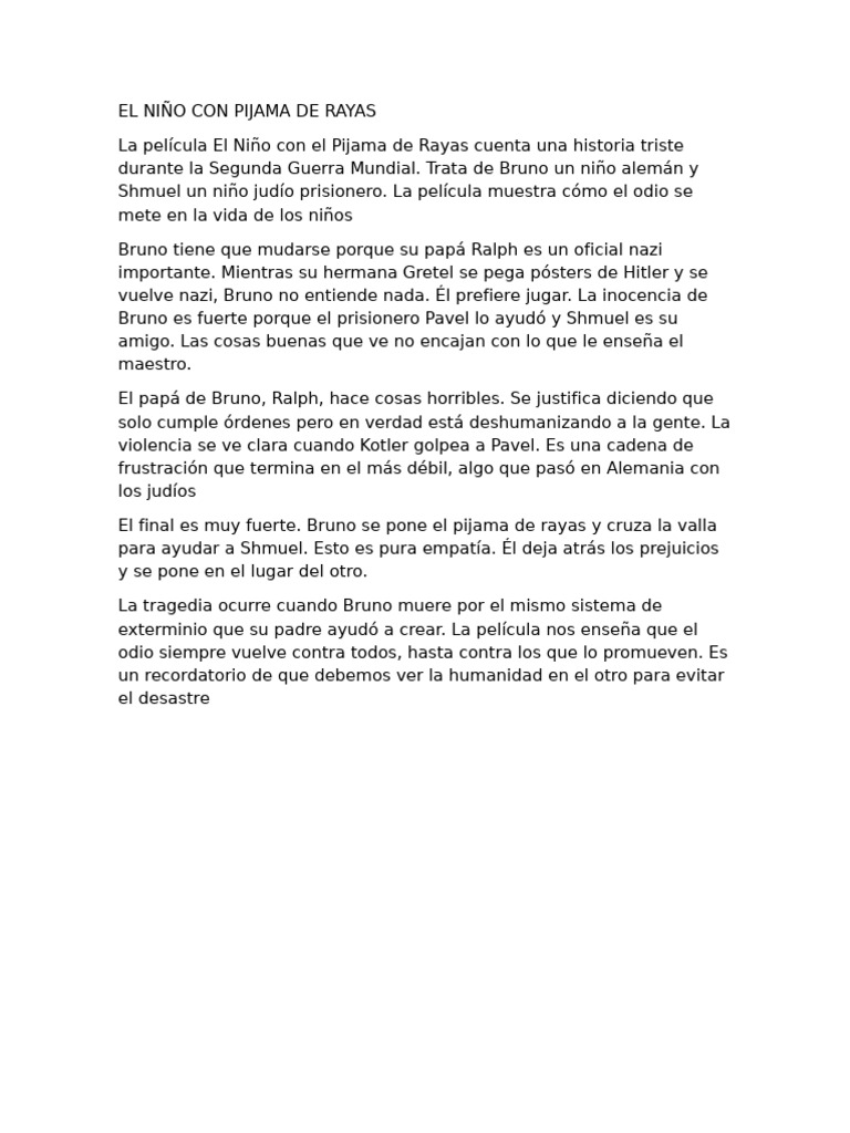 El Niño Con Pijama de Rayas | PDF