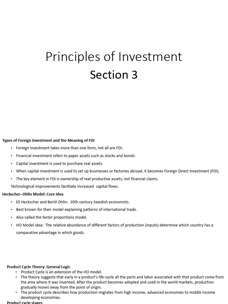 Principles of Investment 3 Section | PDF | Foreign Direct Investment ...