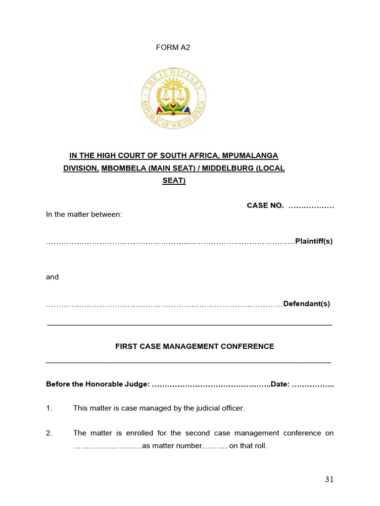 First Case Management Conference Form | PDF