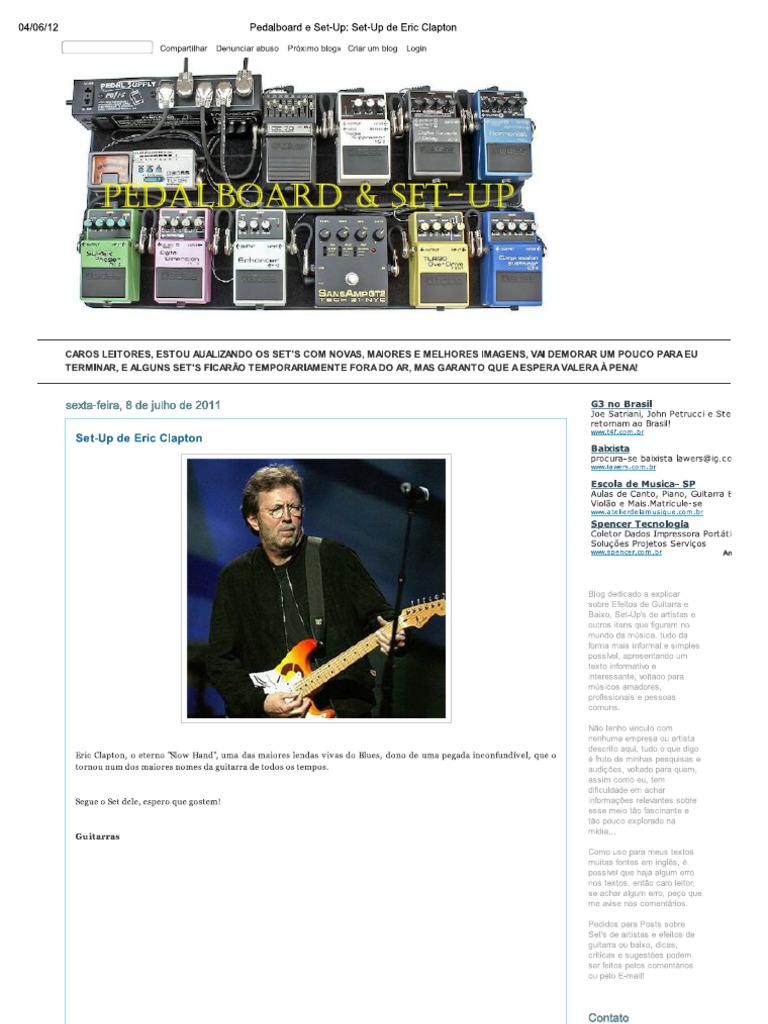 Pedalboard e Set-Up - Set-Up de Eric Clapton | PDF