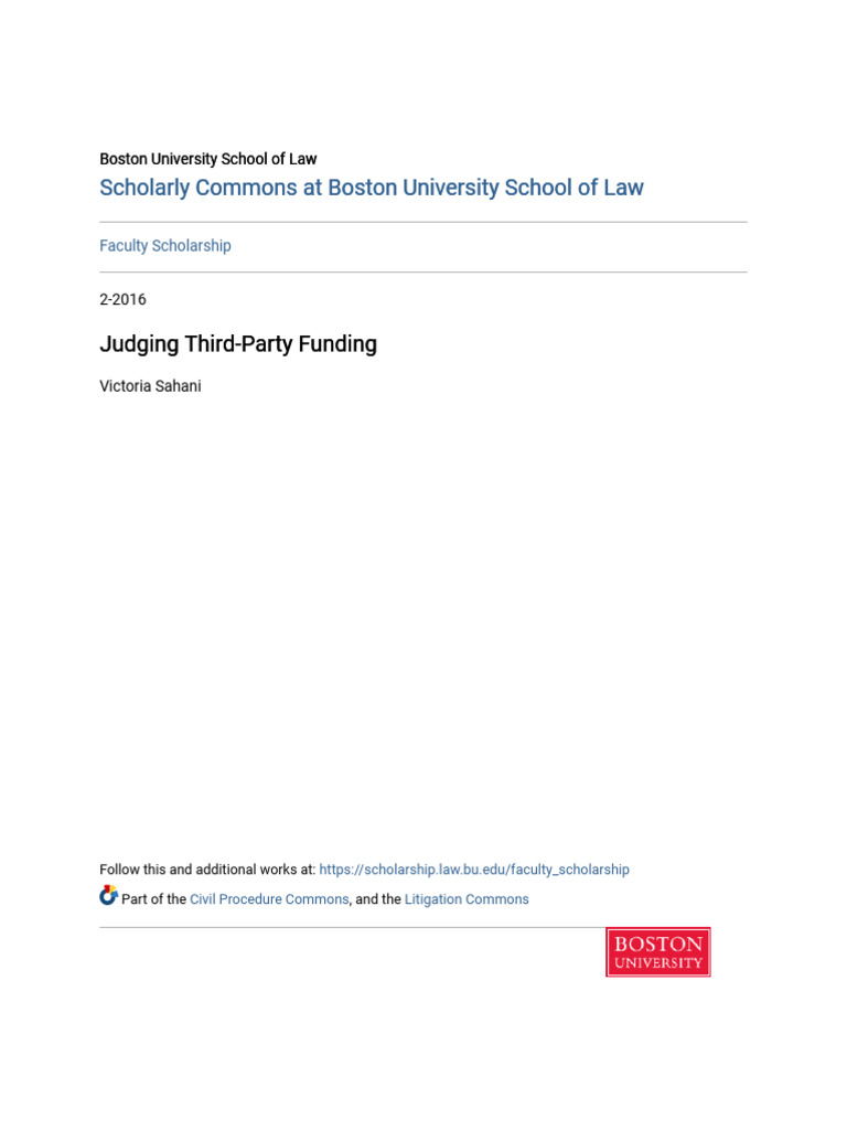 Judging Third-Party Funding | PDF | Arbitration | Lawsuit