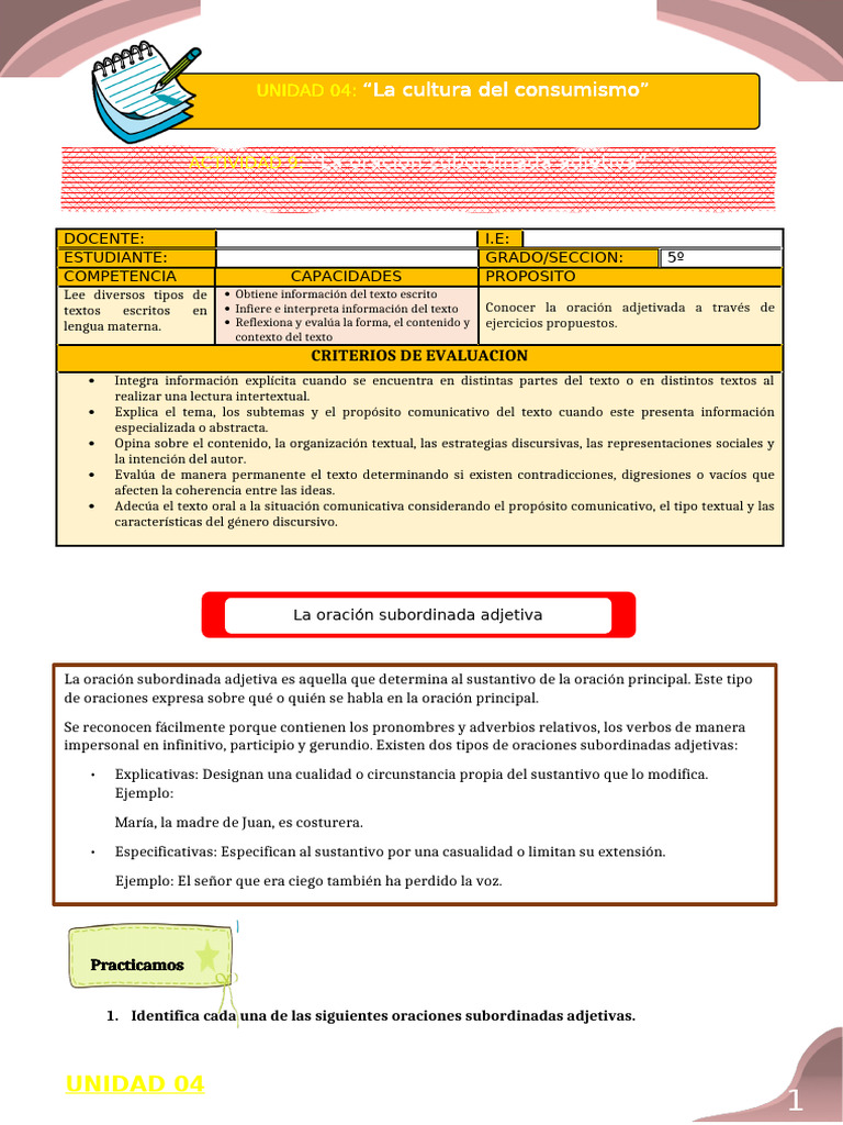 5° ACT 9 COM UN4 SEM 05-2023 | PDF | Oración (Lingüística) | Sintaxis