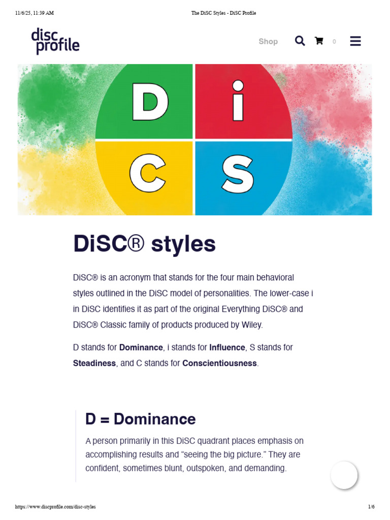 Understanding DiSC Behavioral Styles | PDF | Learning | Cognition