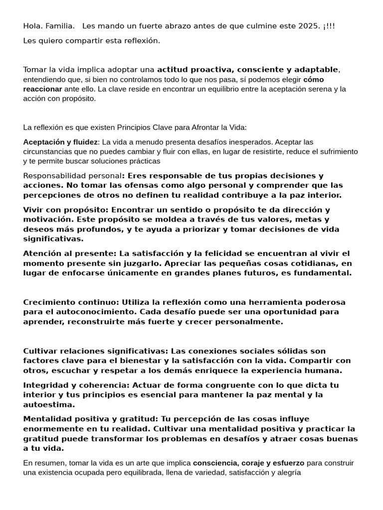Reflexion Hacia La Vida | PDF