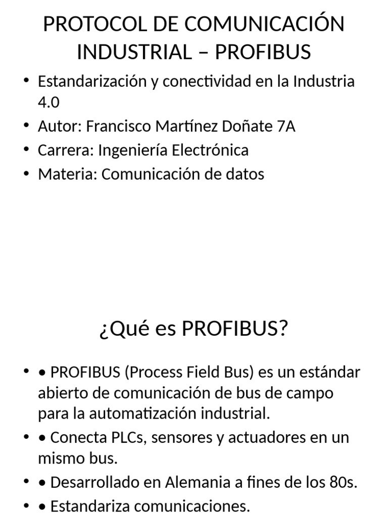 Protocolo PROFIBUS en Industria 4.0 | PDF
