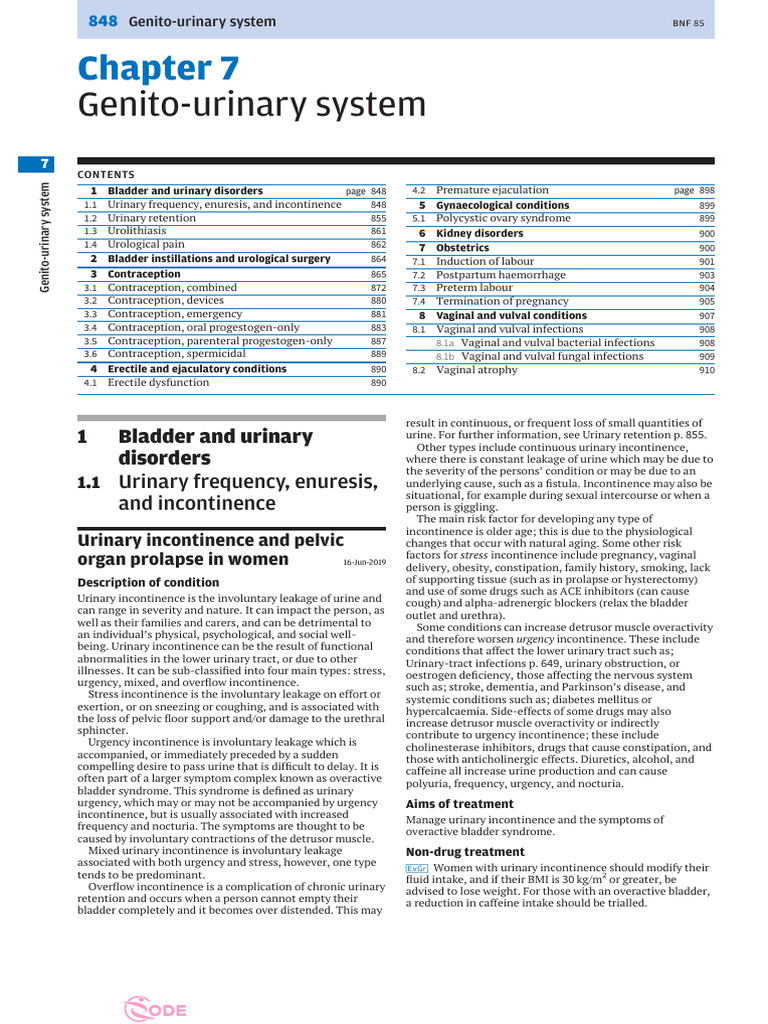 BNF 85 Chapter 7 Genito-urinary System (2) | PDF | Urinary Incontinence ...