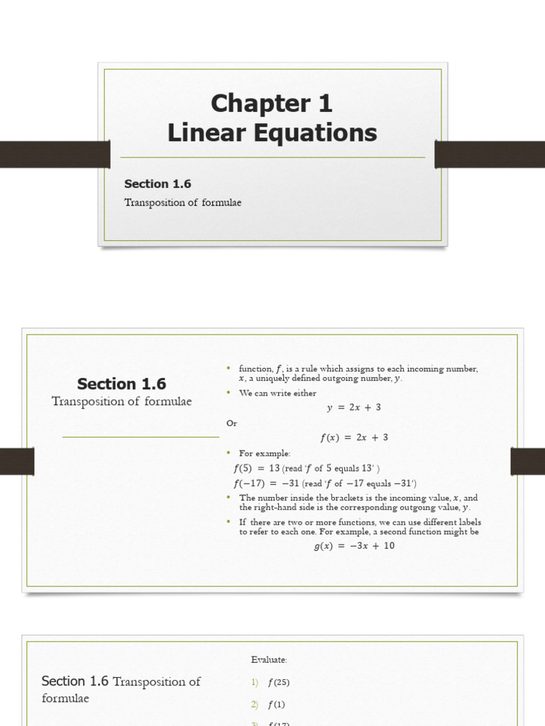 Ch.01 linear equations-Section 1.6 Transposition of formulae ...
