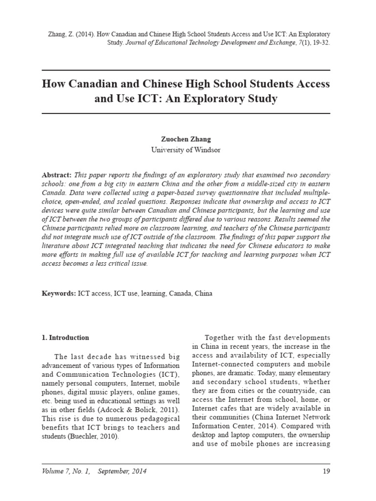 ICT Access and Use in Canada and China | PDF | Educational Technology ...