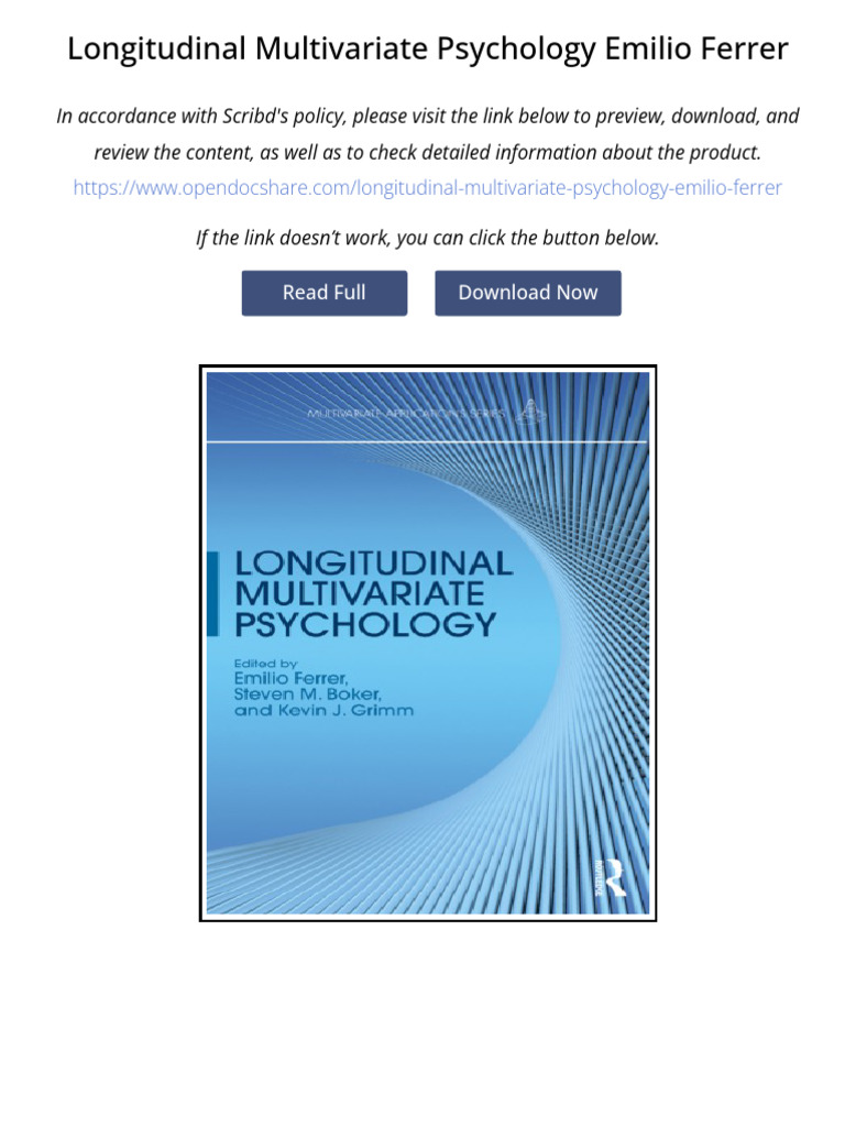 Longitudinal Multivariate Psychology Emilio Ferrer | PDF | Logistic ...