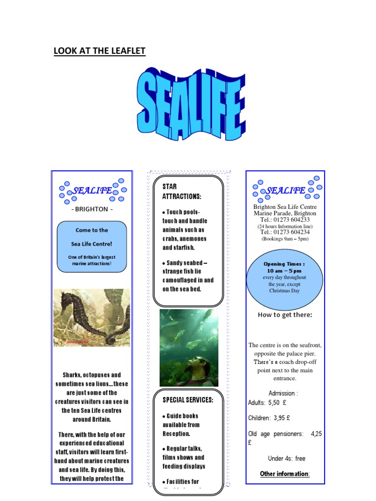 Look at The Leaflet: Sealife Sealife | PDF | Marine Biology | Nature