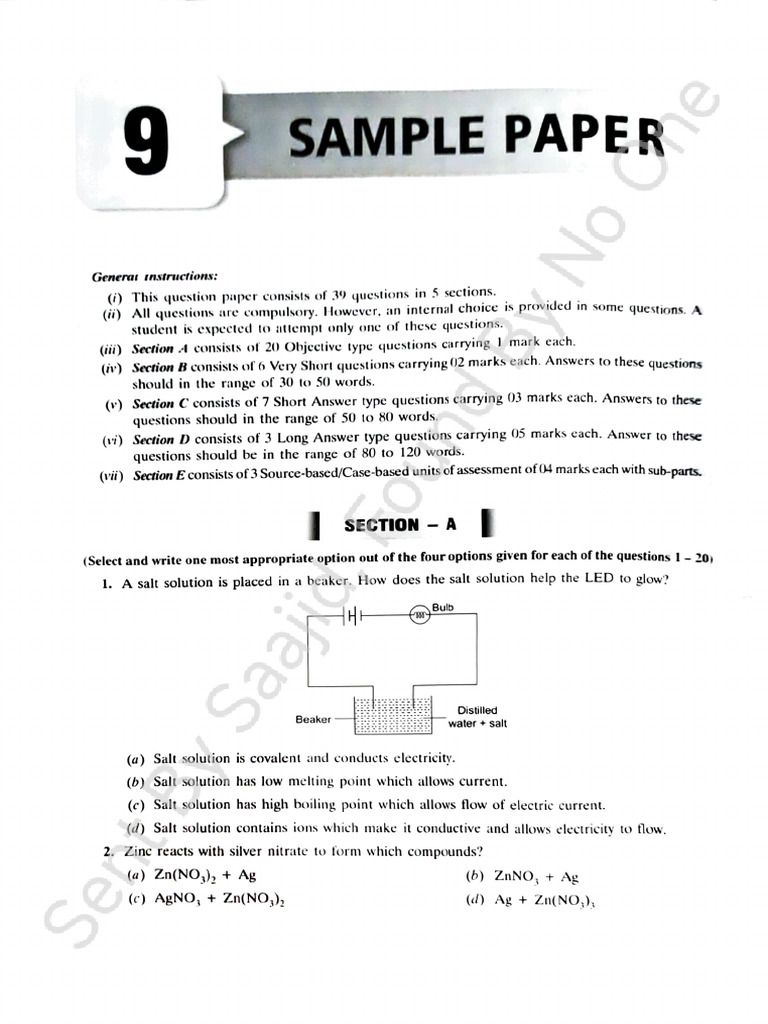 Excellent Sample Papers_ Science (1) | PDF