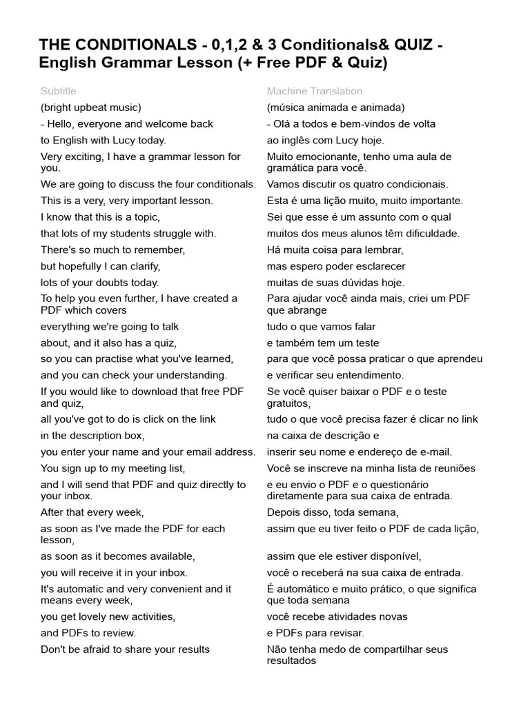 The CONDITIONALS - 0,1,2 & 3 Conditional English Grammar Lesson | PDF