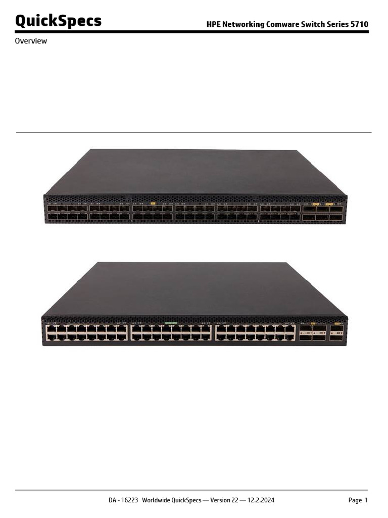 HPE Comware 5710 Switch Series Overview | PDF | Computer Network | I Pv6