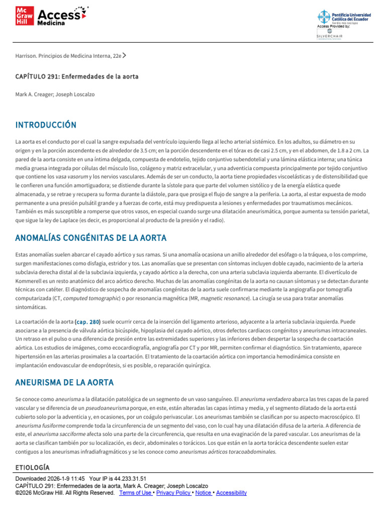 CAPÍTULO 291_ Enfermedades de La Aorta | PDF