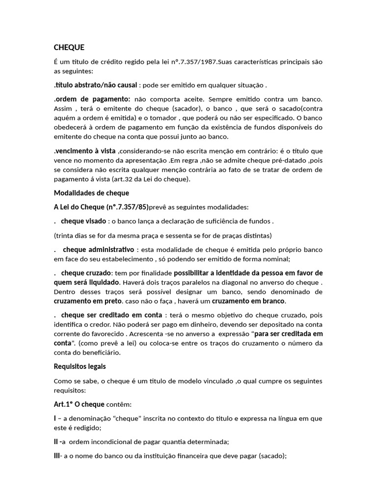 CHEQUE | PDF | Cheque (banco)