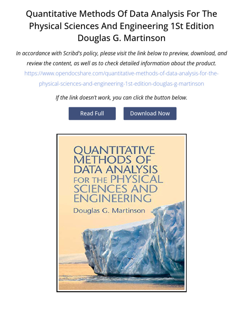 Quantitative Methods of Data Analysis for the Physical Sciences and Engineering 1st Edition ...