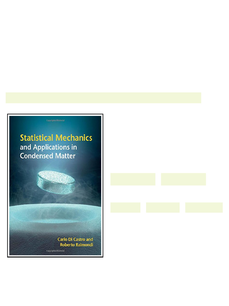 (Ebook) Statistical Mechanics and Applications in Condensed Matter by ...