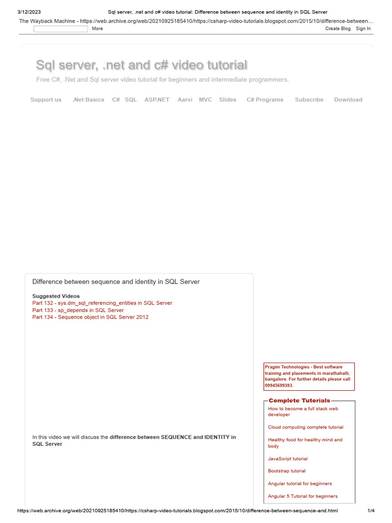 135 Difference Between Sequence and Identity in SQL Server | PDF ...
