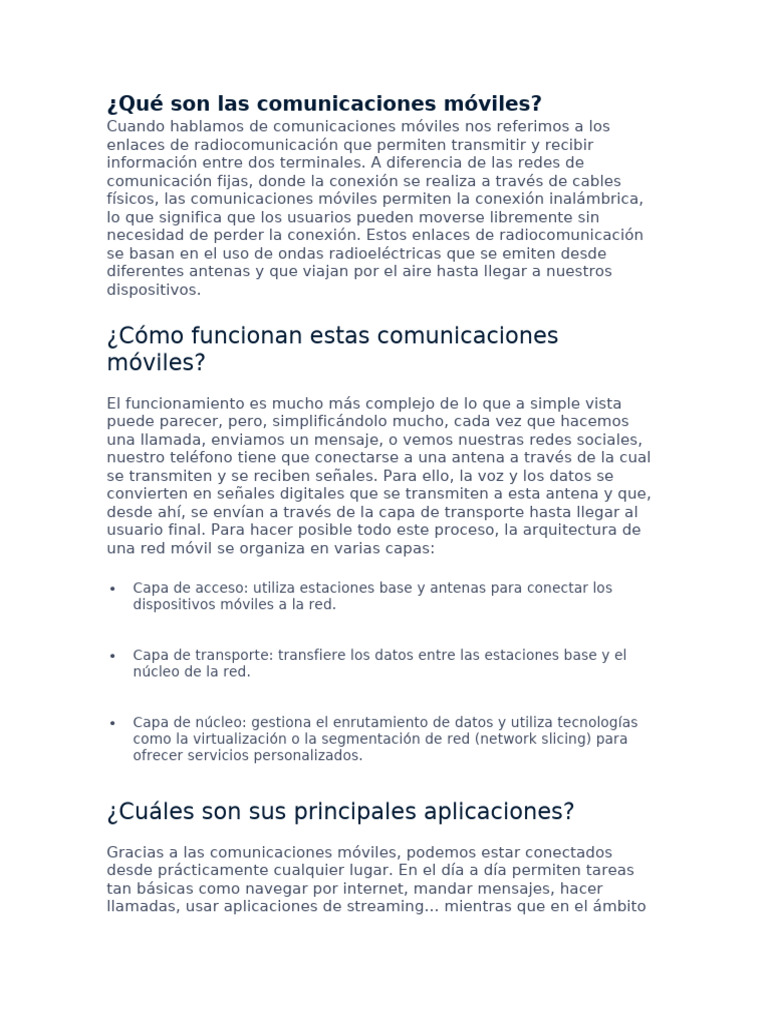 Evolución y Funcionamiento de Comunicaciones Móviles | PDF | Telefonía ...