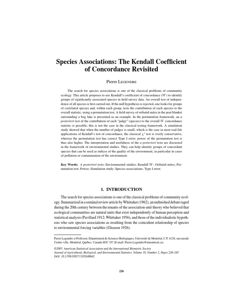 Kendall W Paper | PDF | Statistical Hypothesis Testing | Principal ...