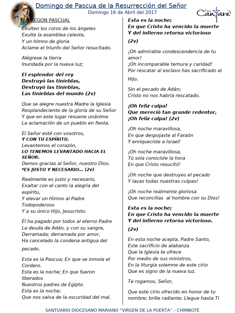 MISA-RESURRECCION-04 AM-16 ABR 2017_F_CANTARE (2) | PDF | Cristo (título) | eucaristía