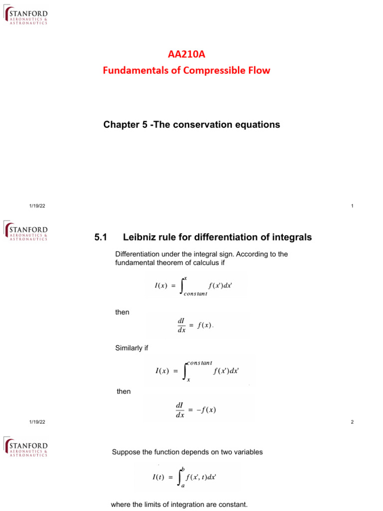 AA210A Chapter 5 Conservation Equations Brian J Cantwell | PDF | Fluid ...