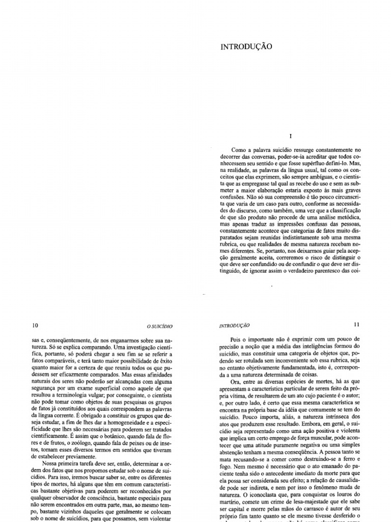 DURKHEIM. O suicídio | PDF | Suicídio | Morte