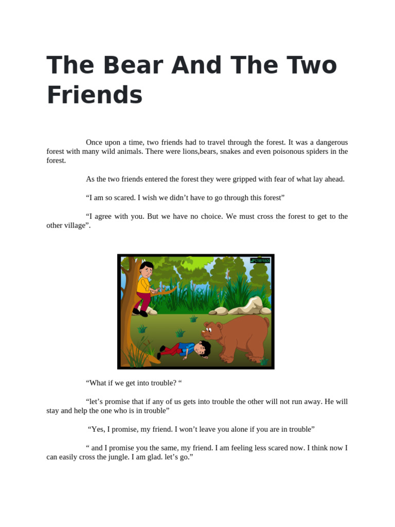 The Bear and True Friendship Lesson | PDF