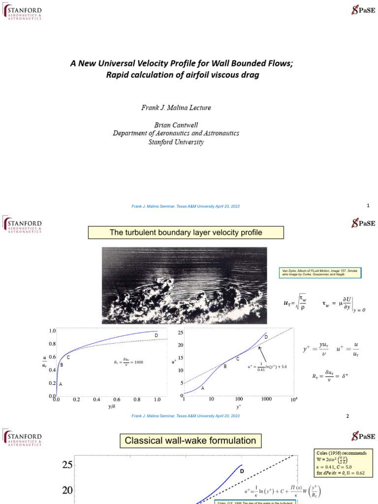 A Universal Velocity Profile for Turbulent Wall Flow Texas a&M Frank J ...