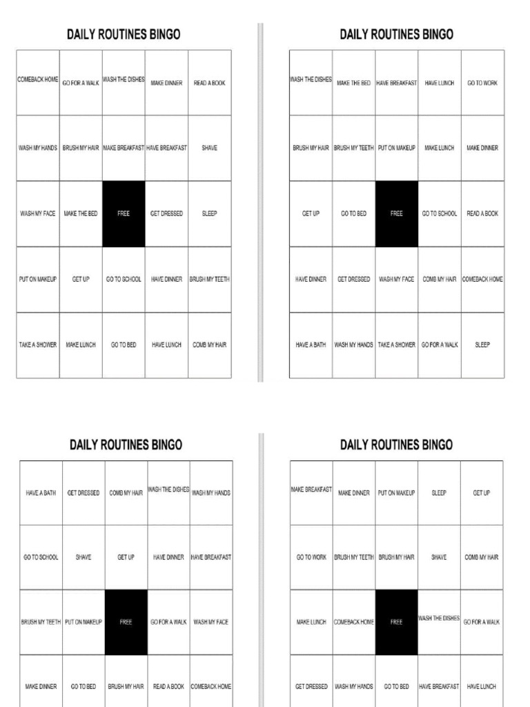 Daily Routines Bingo | PDF