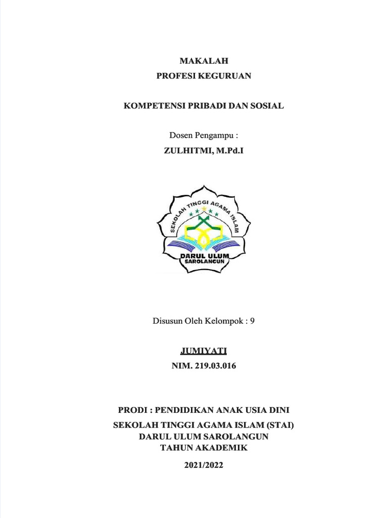 PDF Makalah Kompetensi Sosial Dan Pribadi Compress | PDF