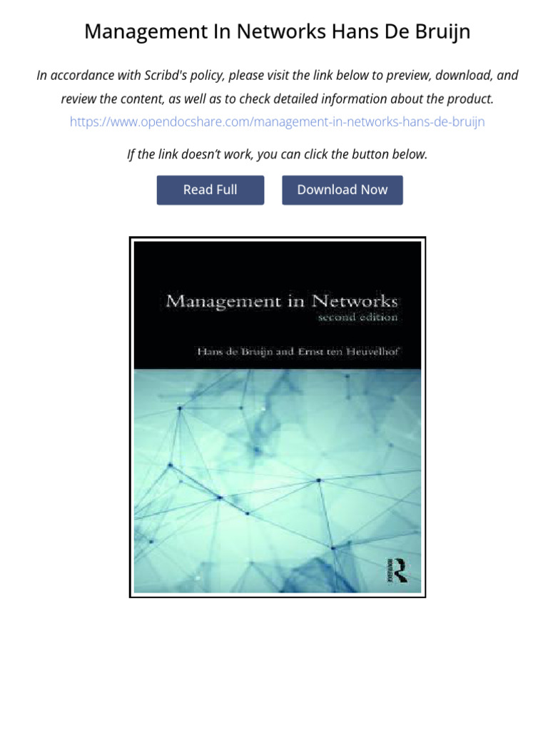 Management in Networks Hans De Bruijn | PDF | Decision Making | Paperboard