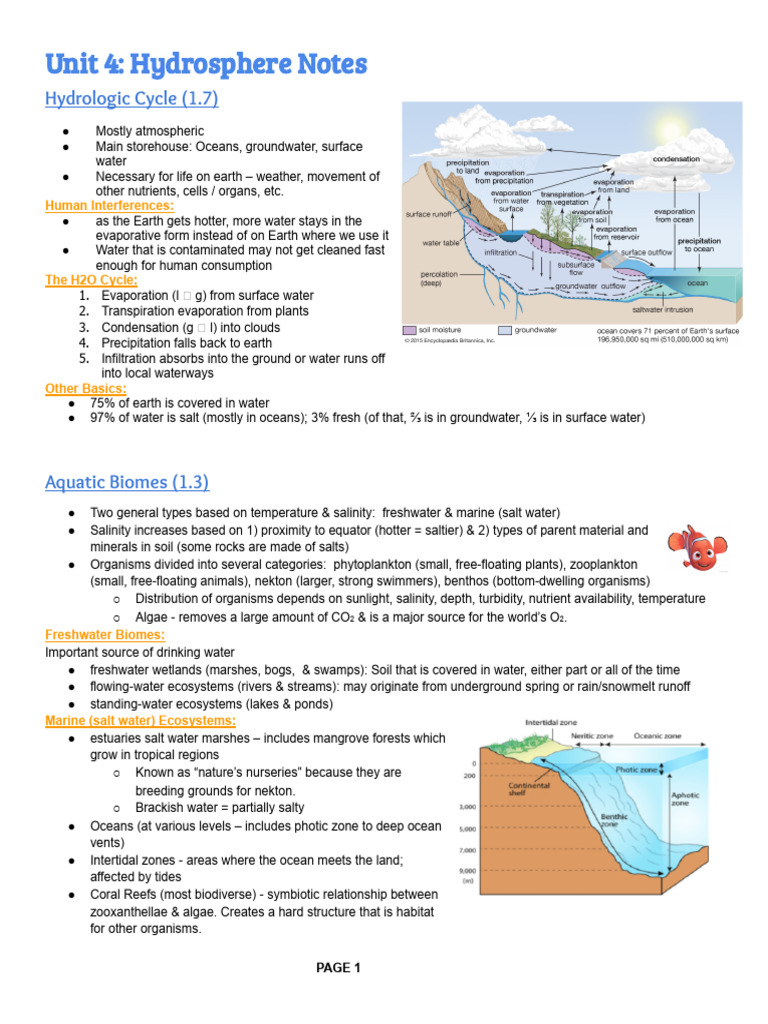 Hydrosphere and Aquatic Ecosystems Overview | PDF | Drainage Basin ...